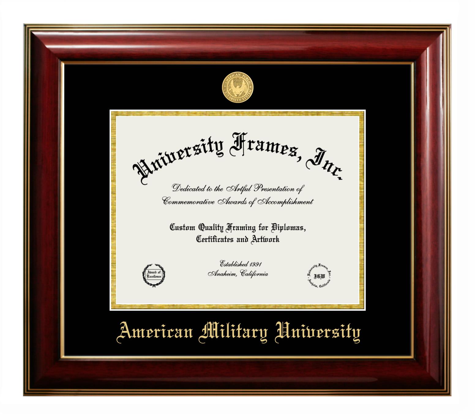 American Military University Diploma Frame in Legacy Black Cherry with ...